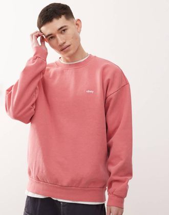 Obey Langärmliges T-Shirt in Pigment-Mineralrot mit Logo