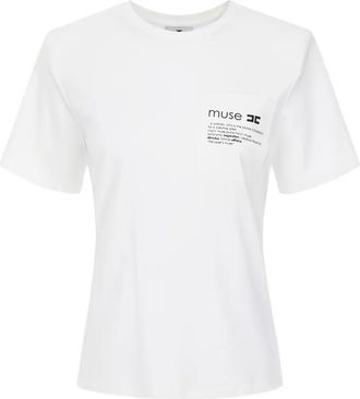 Elisabetta Franchi t-shirt à poche poitrine - Blanc
