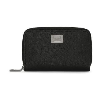 Dolce & Gabbana Homme, Accessoires, Noir, Taille: ONE Size Petit portefeuille zipp&eacute; en cuir de veau