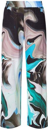 Ulla Popken Schlupfhose Slinkyhose Marmor-Design weites Bein Elastikbund