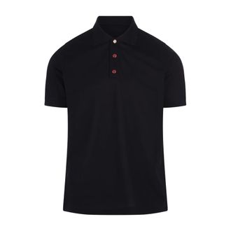 Kiton Blaues Jersey-Poloshirt mit roten Kn&ouml;pfen - - Tops - Herren - Blau - XL