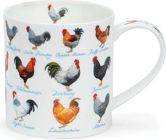Dunoon Orkney Tasse aus feinem Knochenporzellan, 0,35 l, Motiv: Bauernhoftiere (Hühner)