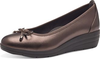 Tamaris Comfort Damen Ballerinas aus Leder mit Keilabsatz, Braun (Bronze), 39 EU