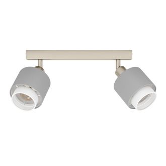 Eglo Deckenstrahler Bellizzi, Deckenlampe 2-fach, Deckenleuchte mit schwenkbaren Spots aus Textil in Grau und Wei&szlig;, Deckenspots mit E14 Fassung