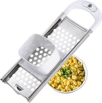 Westmark Sp&auml;tzlehobel mit Teigschlitten - Sp&auml;tzlereibe f&uuml;r Topfdurchmesser bis zu 24 cm - rostfreier Edelstahl (Kn&ouml;pfle)