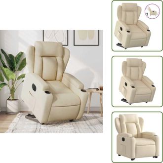 vidaXL Relaxsessel mit Aufstehhilfe Elektrisch Creme Stoff - Elektrostuhl - Relaxsessel - Bequeme Lounge - Fernsehsessel - Sessel Mit Aufstehhilfe - The