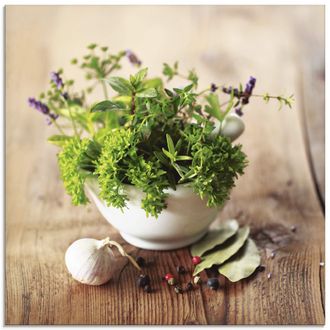 Artland ARTland Wanddeko Glasbilder Wandbild Glas Bild einteilig 50x50 cm Quadratisch Stillleben Kräuter Gewürze Petersilie Mediterran T5QG