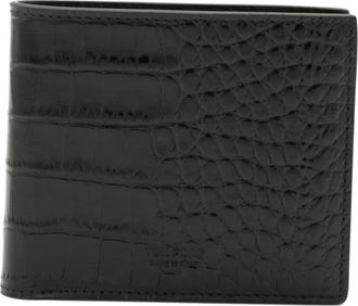 Tom Ford Homme, Accessoires, Noir, Taille: ONE Size Portefeuille Bifold Imprim&eacute; Crocodile