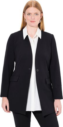 Ulla Popken Damen große Größen Übergrößen Plus Size Blazer, Punto di Roma, V-Ausschnitt, Knopfverschluss
