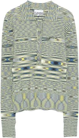 Ganni Femme, Tops, Multicolore, Taille: 38 FR Polo en maille &agrave; effet chin&eacute;