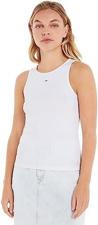 Tommy Jeans Femme Débardeur Essential Rib Coton, Blanc (White), L