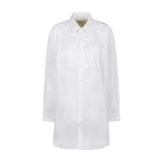 Maison Margiela Wei&szlig;e Hemdblusenkleid mit Handgen&auml;hten N&auml;hten - - Blouses & Shirts - Damen - Wei&szlig; - XS