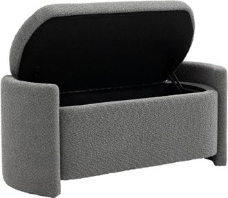 HOMCOM Homcom - Sitzbank, Bettbank mit Stauraum, Polsterbank mit Deckel, Teddy-Samtoptik, Sitztruhe, Truhenbank für Wohnzimmer, Schlafzimmer, Grau, 105 x 44