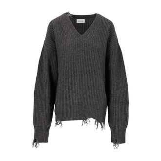 Amish Pull &agrave; col en V - Femme - Pulls - Gris - Taille: 38 FR