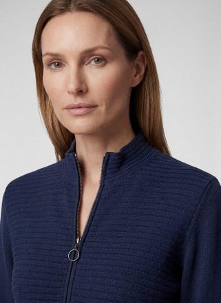 Rabe Strickjacke mit Stehkragen und Rei&szlig;verschluss