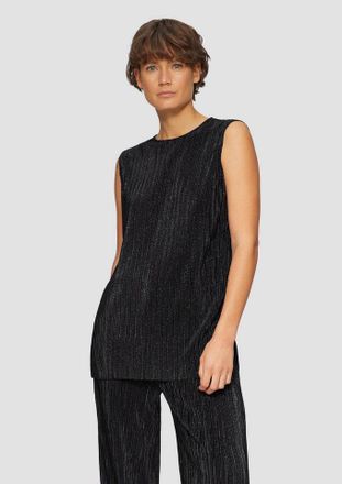 s.Oliver Muscleshirt T-Shirt Plissiertes Jersey-Top mit Glitzereffekt