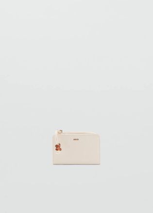 Mango Petit portefeuille &agrave; perles &eacute;cru - Femme - Taille unique - MANGO