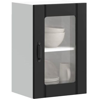 vidaXL Vidaxl - Armoire murale de cuisine avec porte en verre Lucca noir