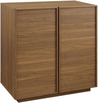 Sweeek Buffet effet bois noyer 2 portes 80 cm 4 compartiments - L 80 x P 43 x H 85cm - Kuba