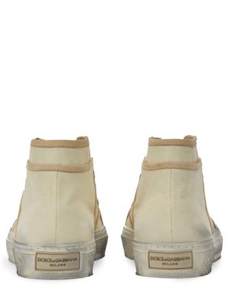 Dolce & Gabbana Vintage Mid-Top Cotton Sneaker - Beige