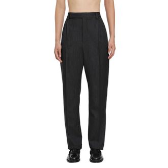 Saint Laurent Striped Herringbone Wool Tapered Trousers