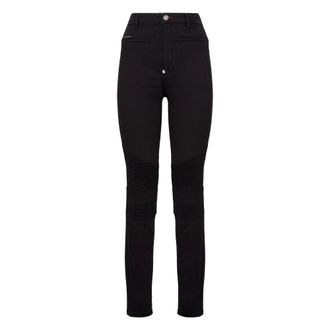 Philipp Plein Femme, Jeans, Noir, Taille: W26 Denim High Waist Biker Iconic