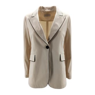 Circolo 1901 Femme, Vestes, Blanc, Taille: 36 FR Giacca Monopetto Sfoderata Tasche Patta Profilata Blazer