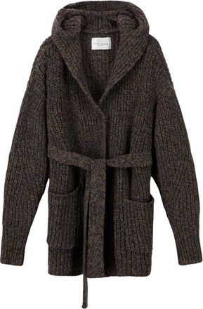 Roberto Collina Cardigan Moulin&eacute; &agrave; capuche et ceinture - Femme - Pulls - Brun - Taille: 38 FR