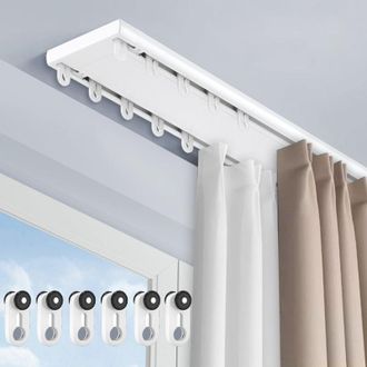 Generic Decken-Doppelgardinenschiene Als Raumteiler - Stabile Doppelschiene F&uuml;r Gardinen Wohnzimmer, Schlafzimmer, Leises Aluminium-Schienensystem 0.7m-6.0m(W