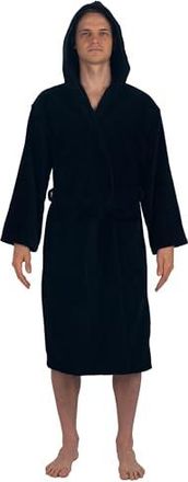 Alpine Swiss Alpine Swiss Dane Peignoir &agrave; capuche pour homme en pur coton &eacute;ponge super absorbant &agrave; s&eacute;chage rapide, noir, X-Large-XX-Large