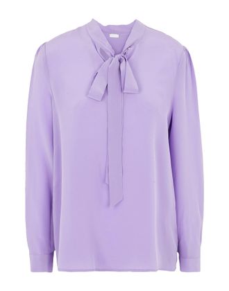 8 by YOOX SILK CR&Ecirc;PE PUSSY-BOW BLOUSE