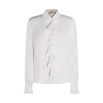 Alberta Ferretti Femme, Blouses et Chemises, Blanc, Taille: 34 FR Chemise &agrave; volants