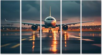 Islandburner Prime Bild auf Leinwand Flugzeug startet bei Nacht von der Landebahn Bilder Wandbilder Poster