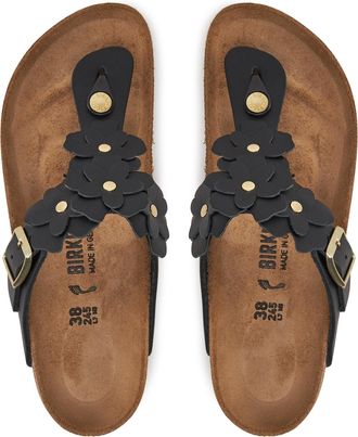Birkenstock Zehentrenner Birkenstock Gizeh Flowers 1026719 Schwarz