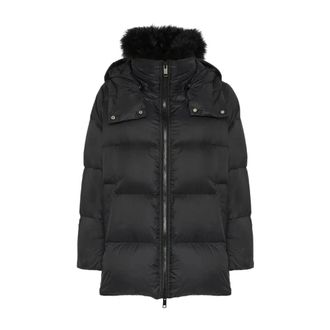 Yves Salomon Ikonische A-Linien-Daunenjacke mit Lammfellkragen - - Coats - Damen - Schwarzk - XS