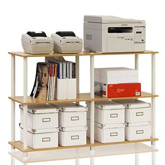 Furinno Turn-N-Tube Étagères sans Outils, Bois, Hêtre/Blanc, Taille Unique, dense, One Size