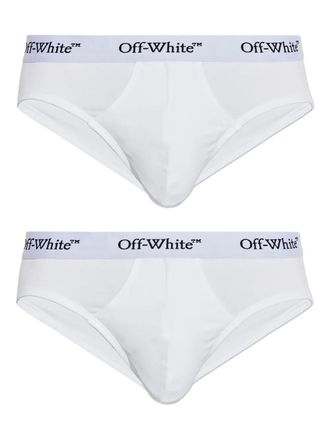 Off-white boxers en coton &agrave; bande logo (lot de deux) - Blanc