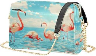 Mnsruu Sacs à bandoulière pour femme, sac à main en cuir, motif flamants roses