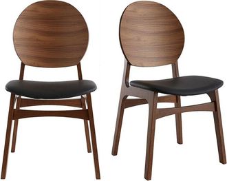 Miliboo Miliboo - Chaises noires et bois foncé (lot de 2) elton