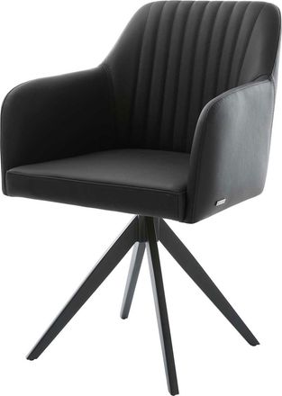 DELIFE Polsterstuhl Greg-Flex Kreuzgestell kantig Schwarz Echt-Leder Schwarz Taschenfederkern