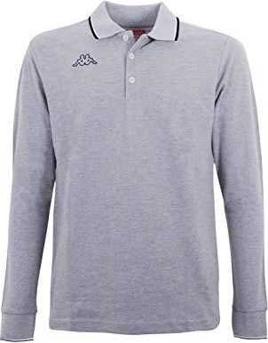 Kappa Polo &agrave; manches longues pour homme en coton piqu&eacute; 100 % coton - 200 g, gris, XXL