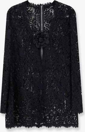 Dolce & Gabbana Lace dress with front flower detail - DOLCE & GABBANA - gender_Woman