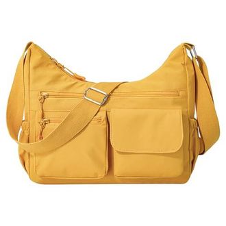 Generic Grand sac &agrave; bandouli&egrave;re polyvalent en nylon pour femme, travail, shopping, voyage, quotidien, jaune, 11.02x4.33xcinch