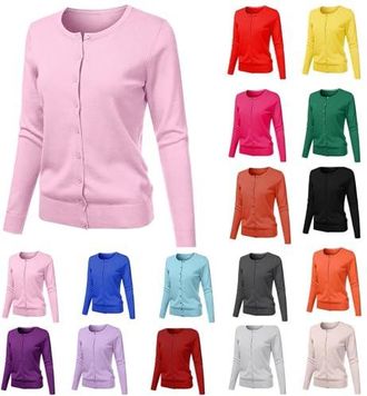 Generic Cardigan en tricot pour femme - Manches longues ouvert sur le devant - Col en V boutonn&eacute; - Style d&eacute;contract&eacute; - Tricot doux - L&eacute;ger - Bol&eacute;ro - Ch&acirc;le - 