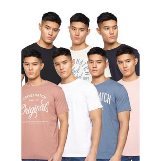 Crosshatch Rapmoore T-Shirt für Herren(7er-Pack) (Bunt)