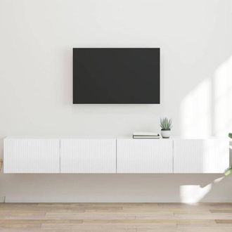 vidaXL vidaXL Meuble TV mural 2 pcs Blanc Brillant 98 x 31 x 29,5 cm