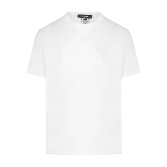 Dsquared2 Wei&szlig;es T-Shirt mit tonalem Ahornblatt - - Tops - Herren - Wei&szlig; - 3XS