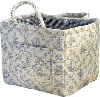 Generico Gepolsterter W&auml;schekorb mit gro&szlig;em Fassungsverm&ouml;gen, mit Blumendruck, W&auml;schekorb mit leicht zu transportierenden Griffen, f&uuml;r Zuhause, Schlafzimmer, W