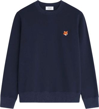 Maison Kitsun&eacute; Homme, Sweatshirts et sweats &agrave; capuche, Bleu, Taille: XL Fox Head Regular SweaT-shirt