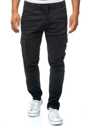 Indicode Herren Broadwick Cargohose aus Baumwolle mit 6 Taschen | Cargo Chino f. M&auml;nner Black, L